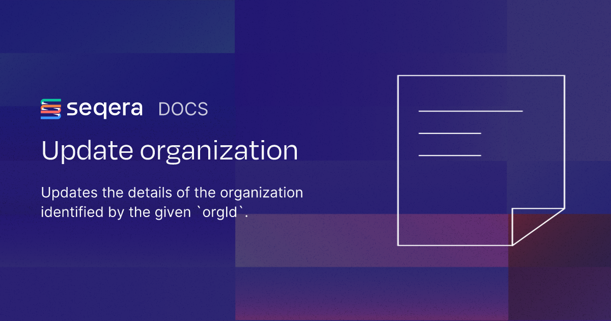 Update organization | Seqera Docs
